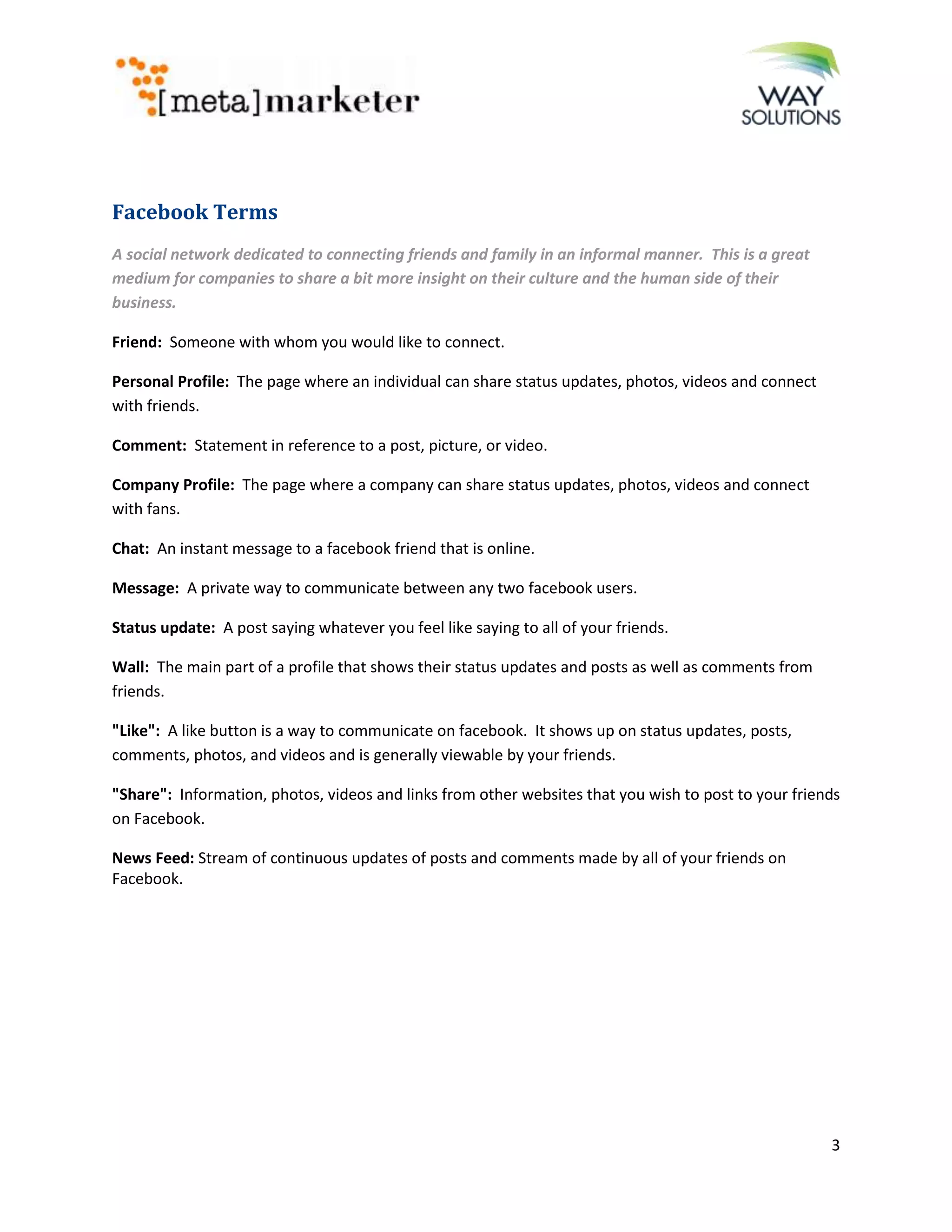 Social Media Glossary of Terms | DOCX