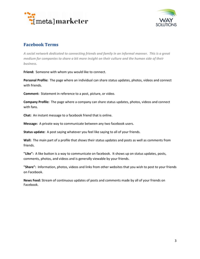 Social Media Glossary of Terms | DOCX