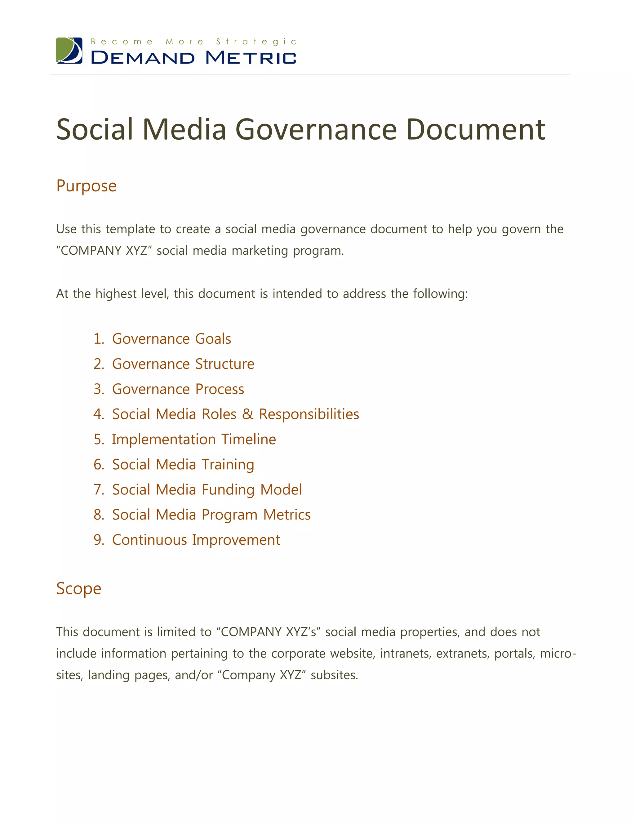 Social Media Governance Document | PDF