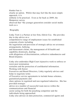 Social Media in the Workplace Linky Trott Ab.docx