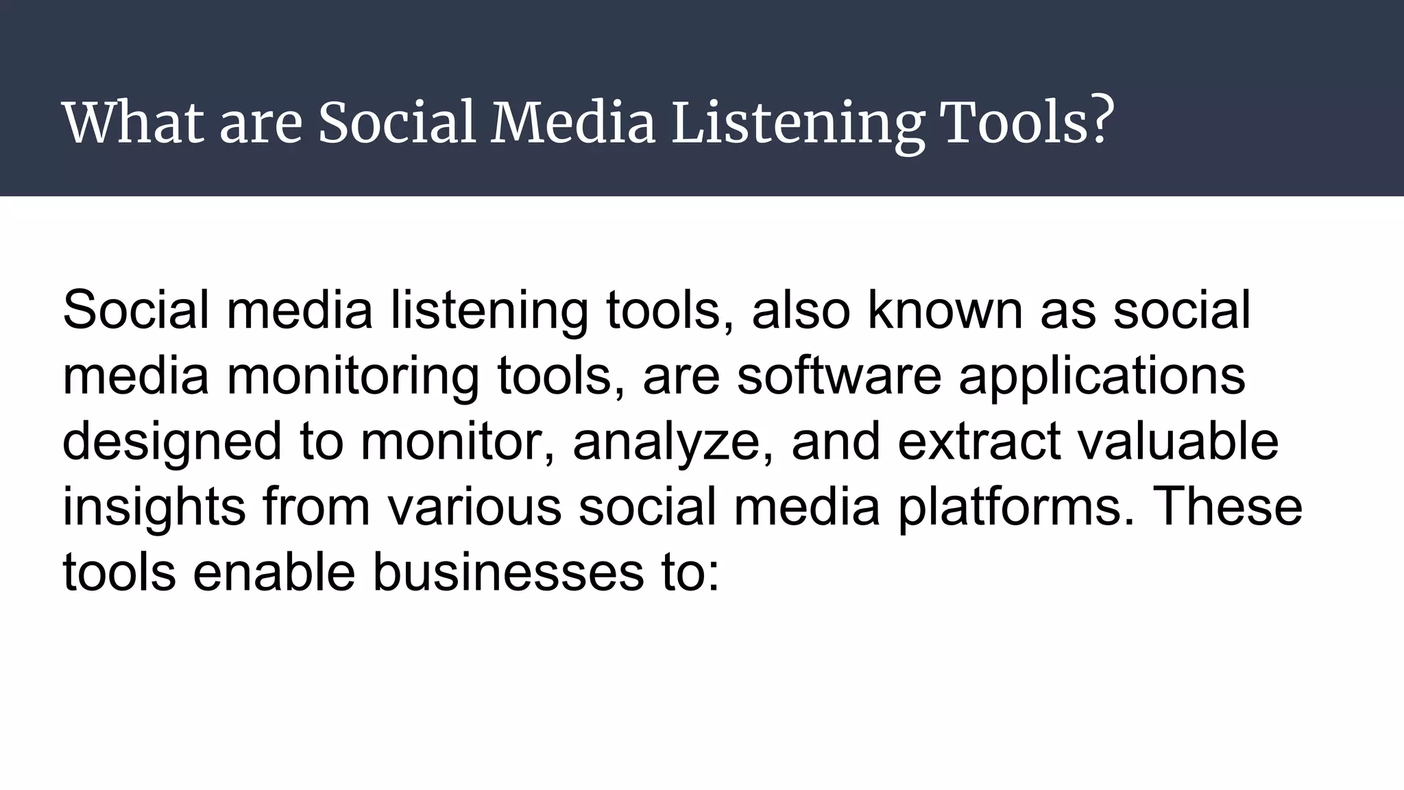 Social Media Listening Tools.pptx | Social Networking | Internet