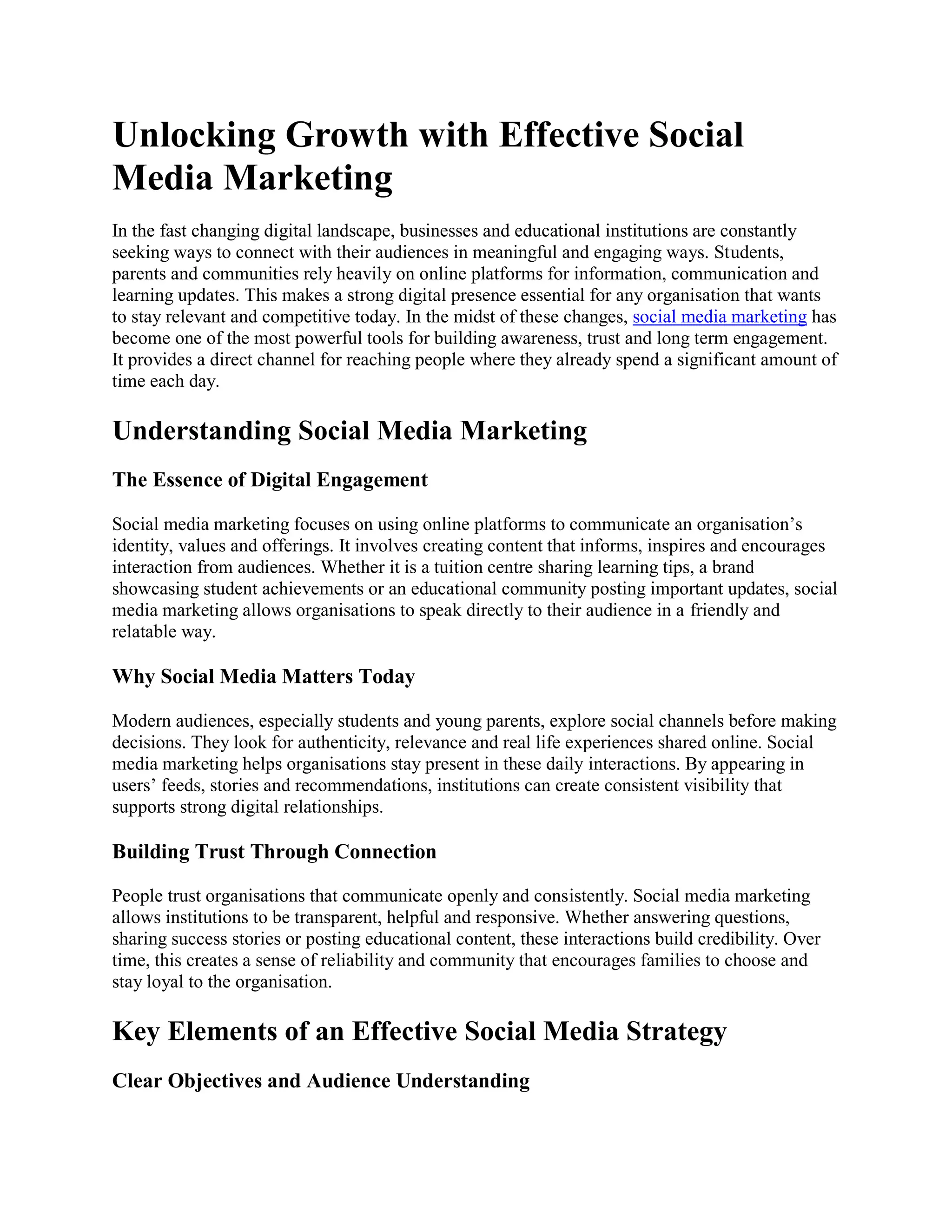 Unlocking Growth with Effective Social Media Marketing | PDF