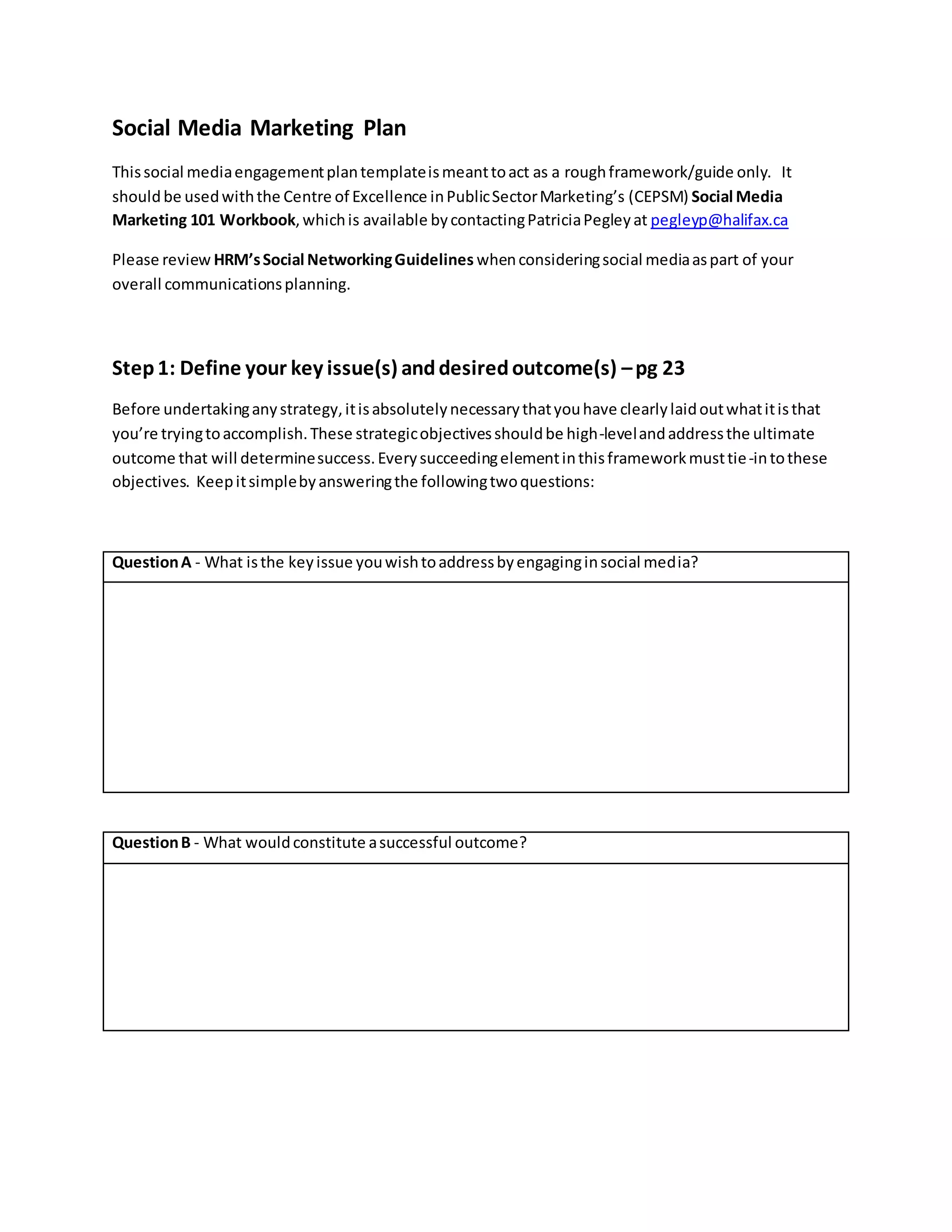 Social media marketing 101 workbook | DOCX