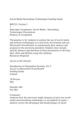Social MediaNetworking Technologies Grading GuideBIS221 Ve.docx