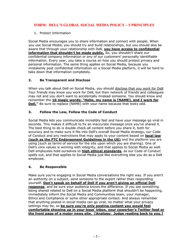 Social media policy | PDF | Email | Internet