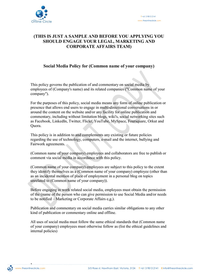 Social media policy sample | PDF