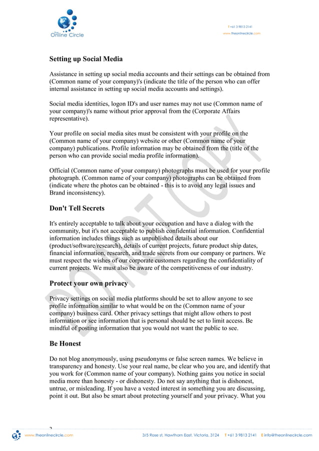 Social media policy sample | PDF