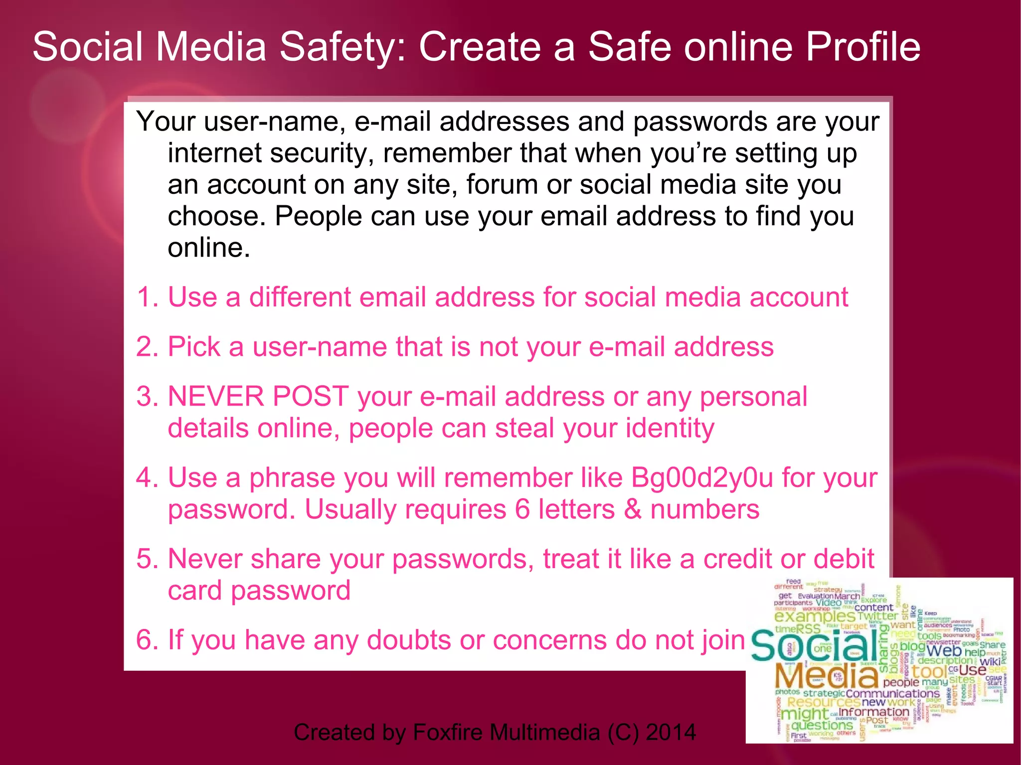 Social Media Safety Presentation | PPT