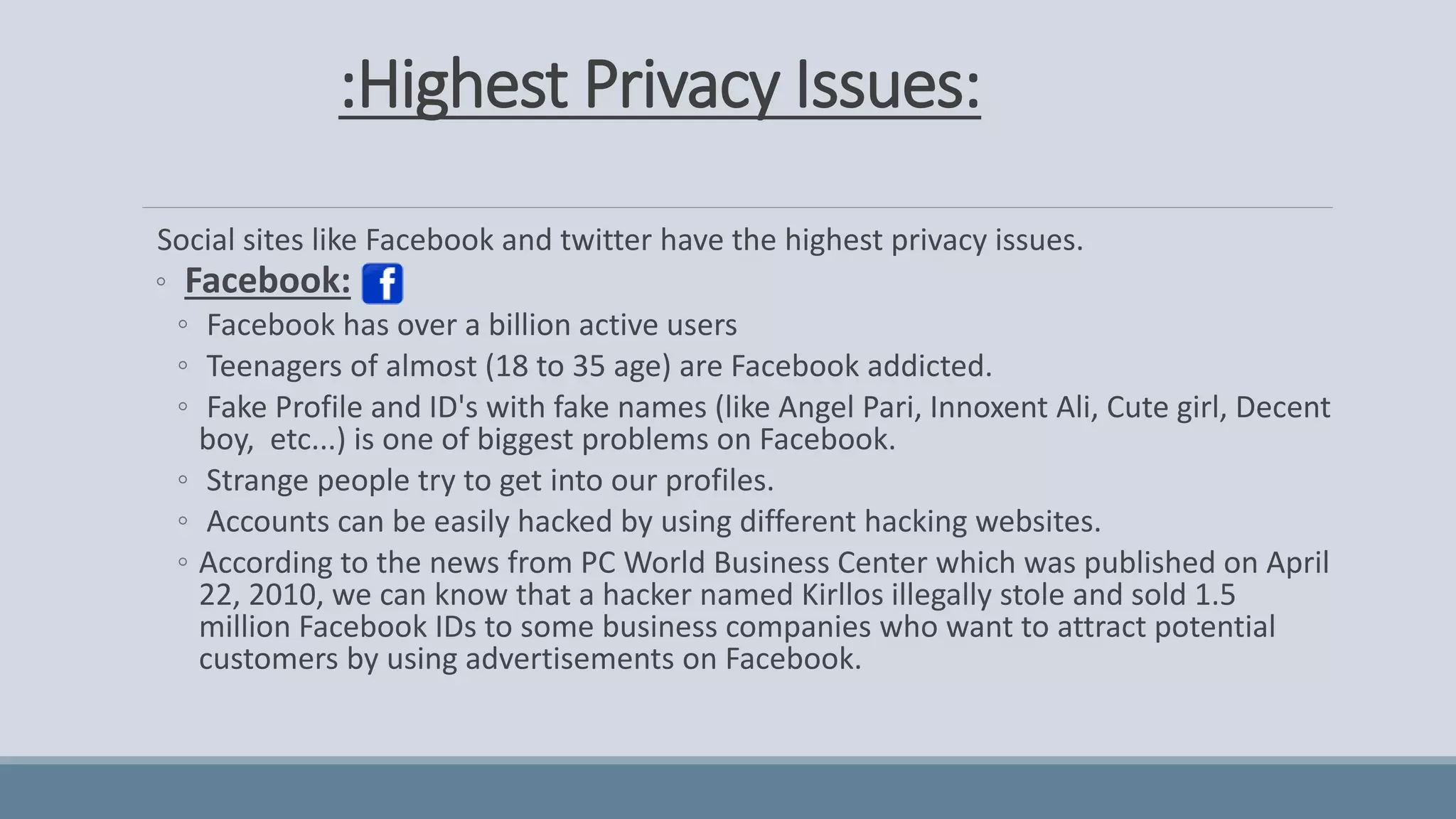 Social media privacy issues | PPTX