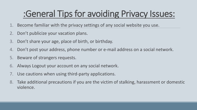 Social media privacy issues | PPTX | Social Networking | Internet
