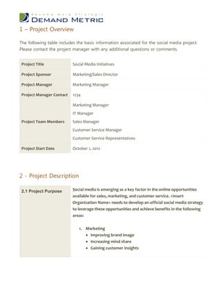 Social Media Project Charter Template | PDF
