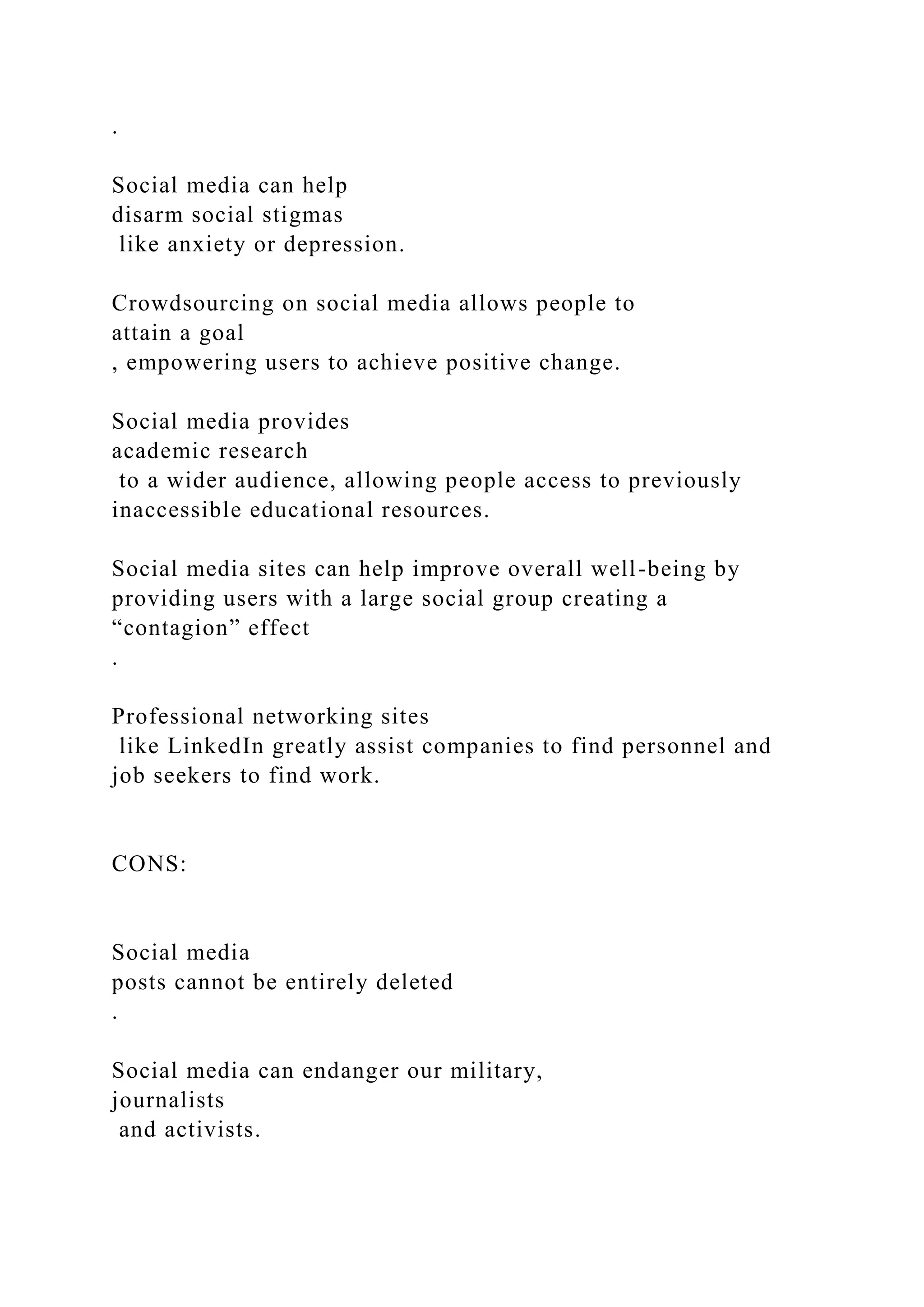 Social Media Pros and ConsPowerPoint Assignment – Choose fou.docx