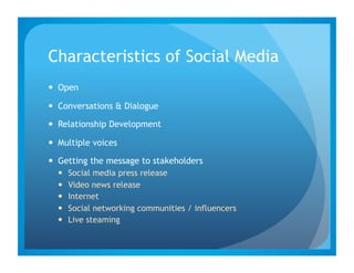 Social media & public relations power point (ncfpd 2009) | PDF