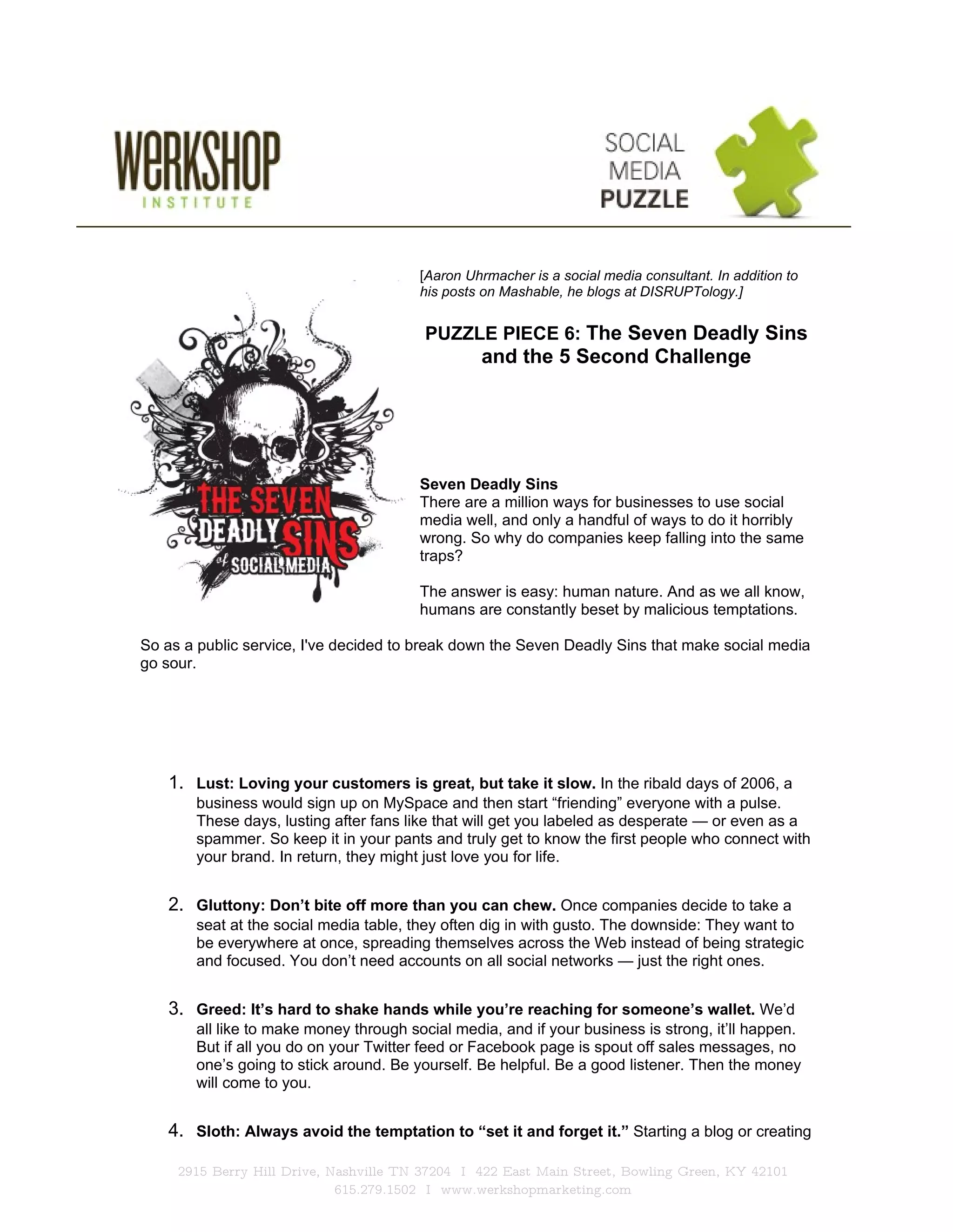 Social media puzzle Handout | PDF