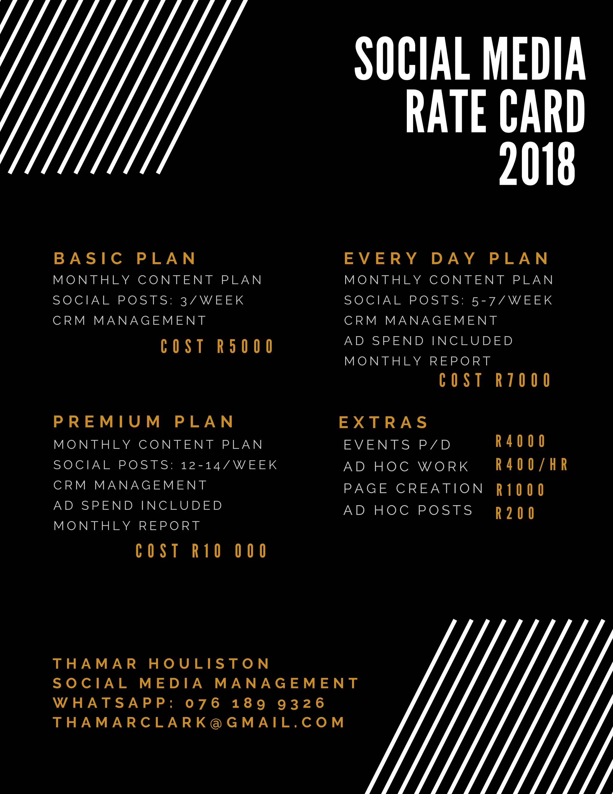 Social Media & Copywriting Rate Card 2018 | PDF