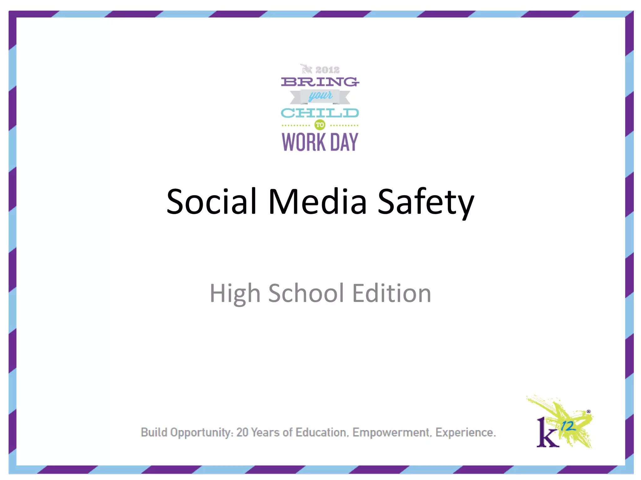 Social Media Safety For High School | PPTX