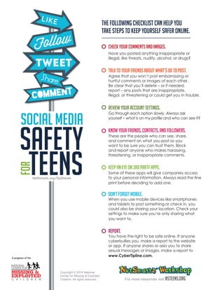 Social Media Safety Teens - From NetSmartz | PDF