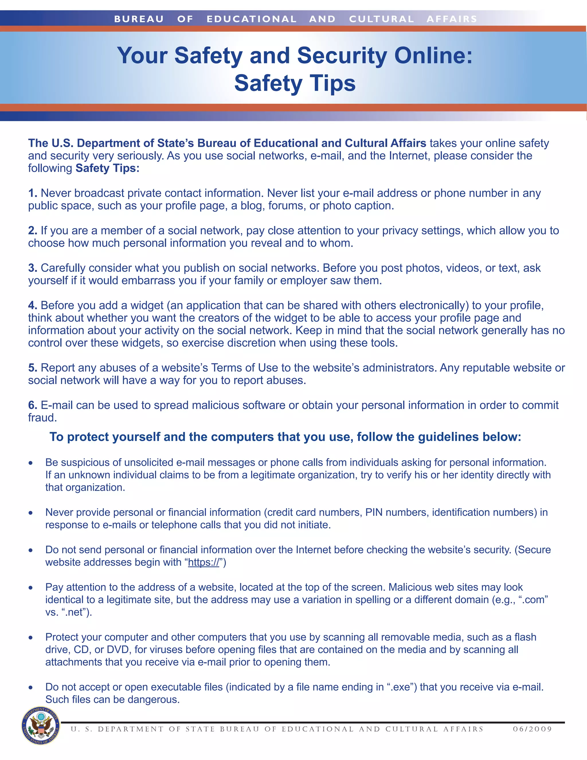 Social Media Safety Tips | PDF
