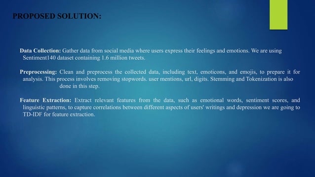 Social Media Sentiment Analysis Fro Depression Detection Using Machine Learning 1 Pptx