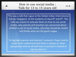 Social media for children | PPTX