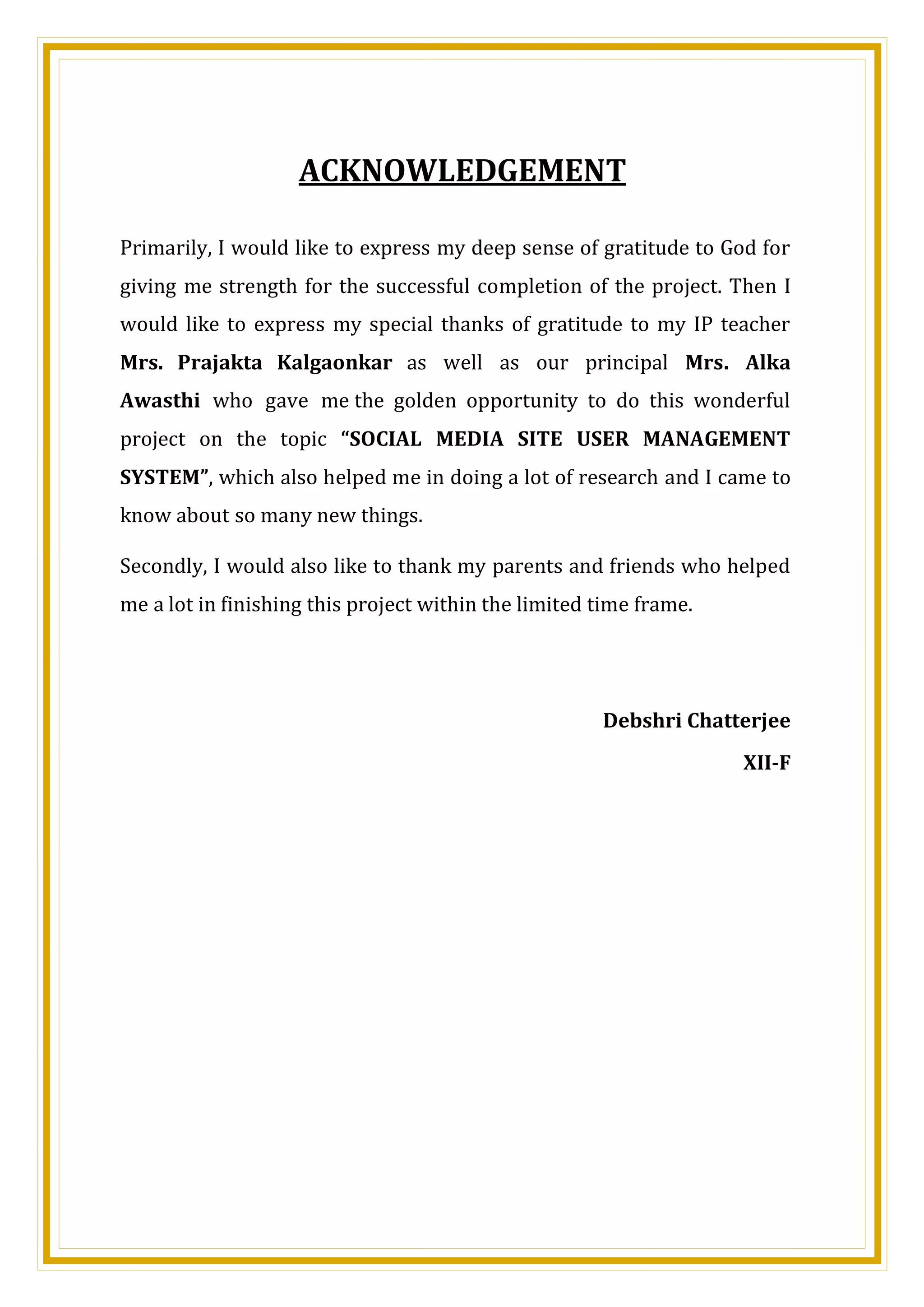 Social Media Site User Management System Class 12th Informatics ...