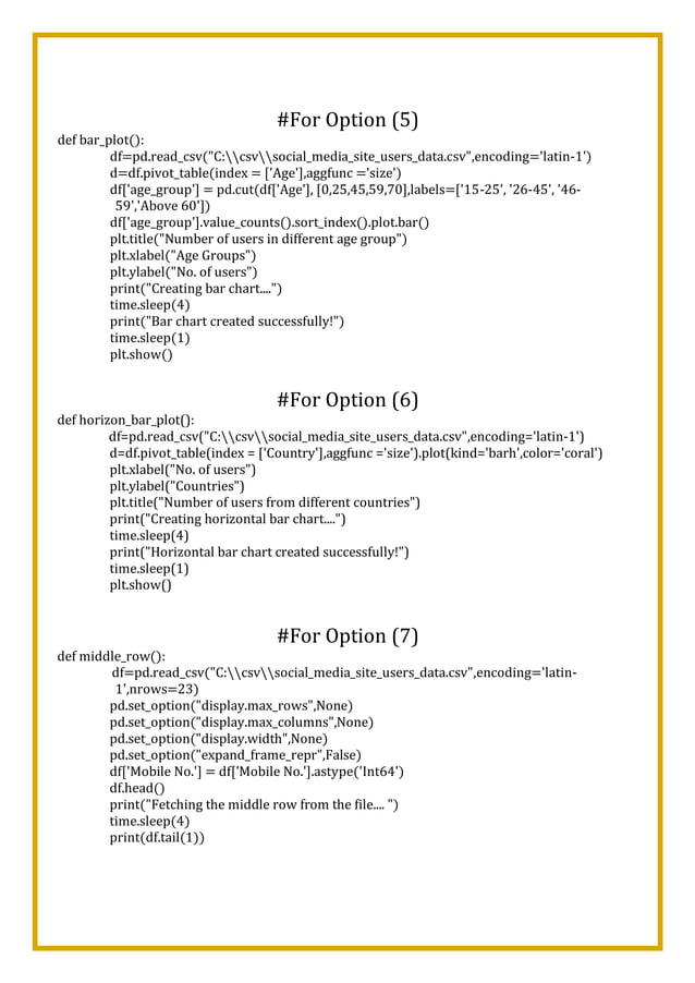 Social Media Site User Management System Class 12th Informatics Practices Python Project Report ...