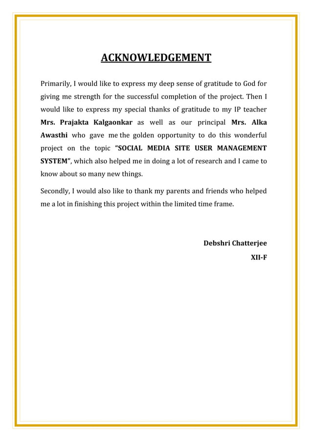 Social Media Site User Management System Class 12th Informatics ...