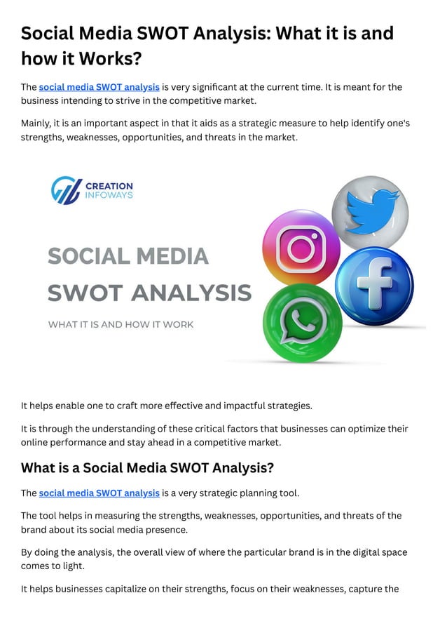 Social Media SWOT Analysis What it is and how it Works.pdf | Social ...