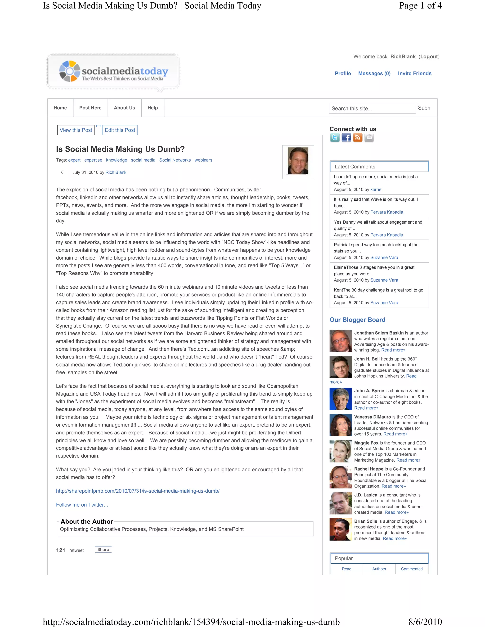 Is Social Media Making Us Dumb? | PDF