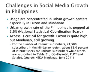 Social media usage in the philippines 2011 | PPTX