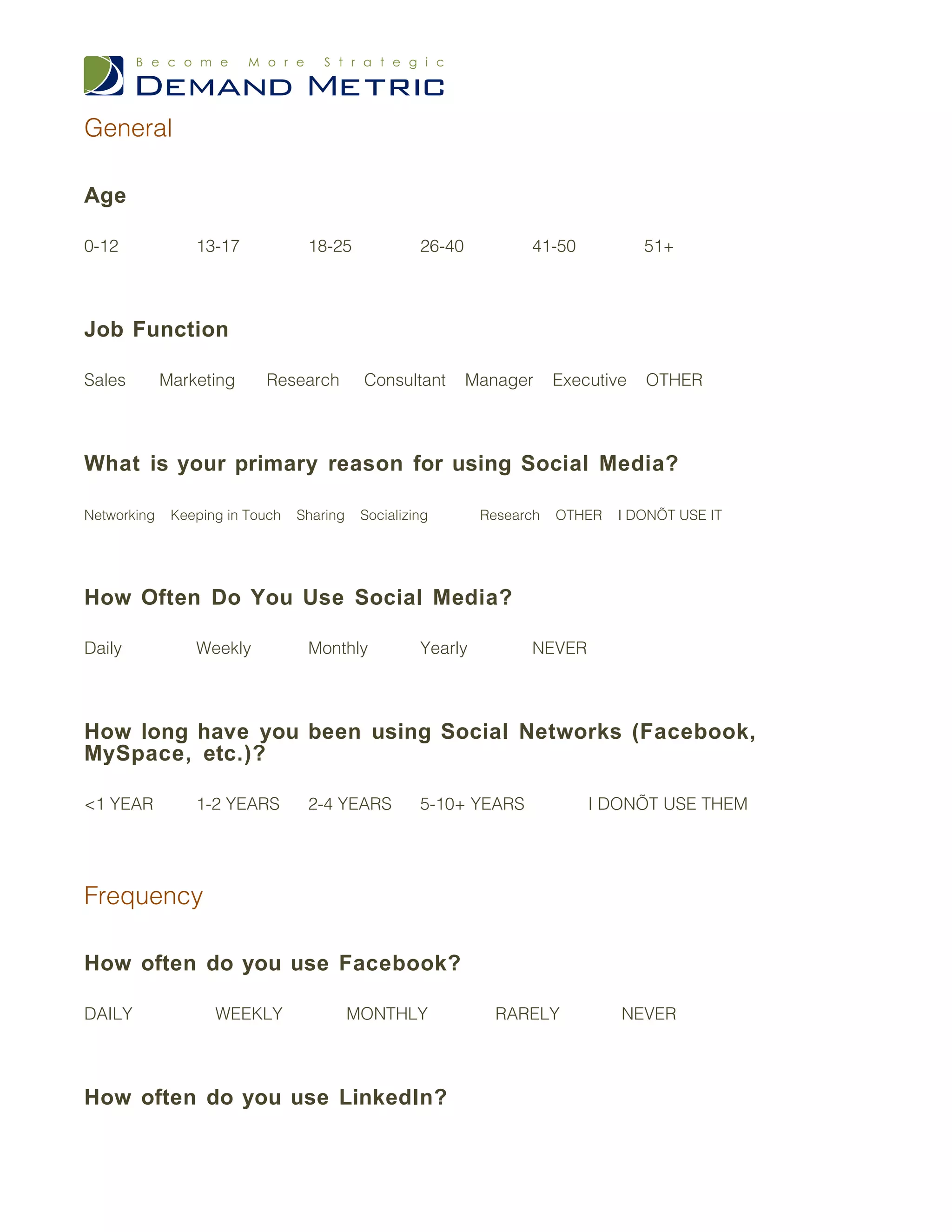 Social Media Usage Survey | DOC