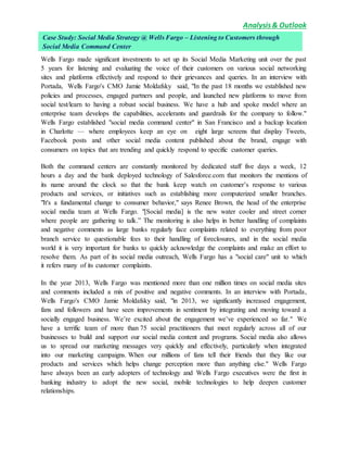 Case Study: Social Media @ Wells Fargo – Listening to Customers through ...