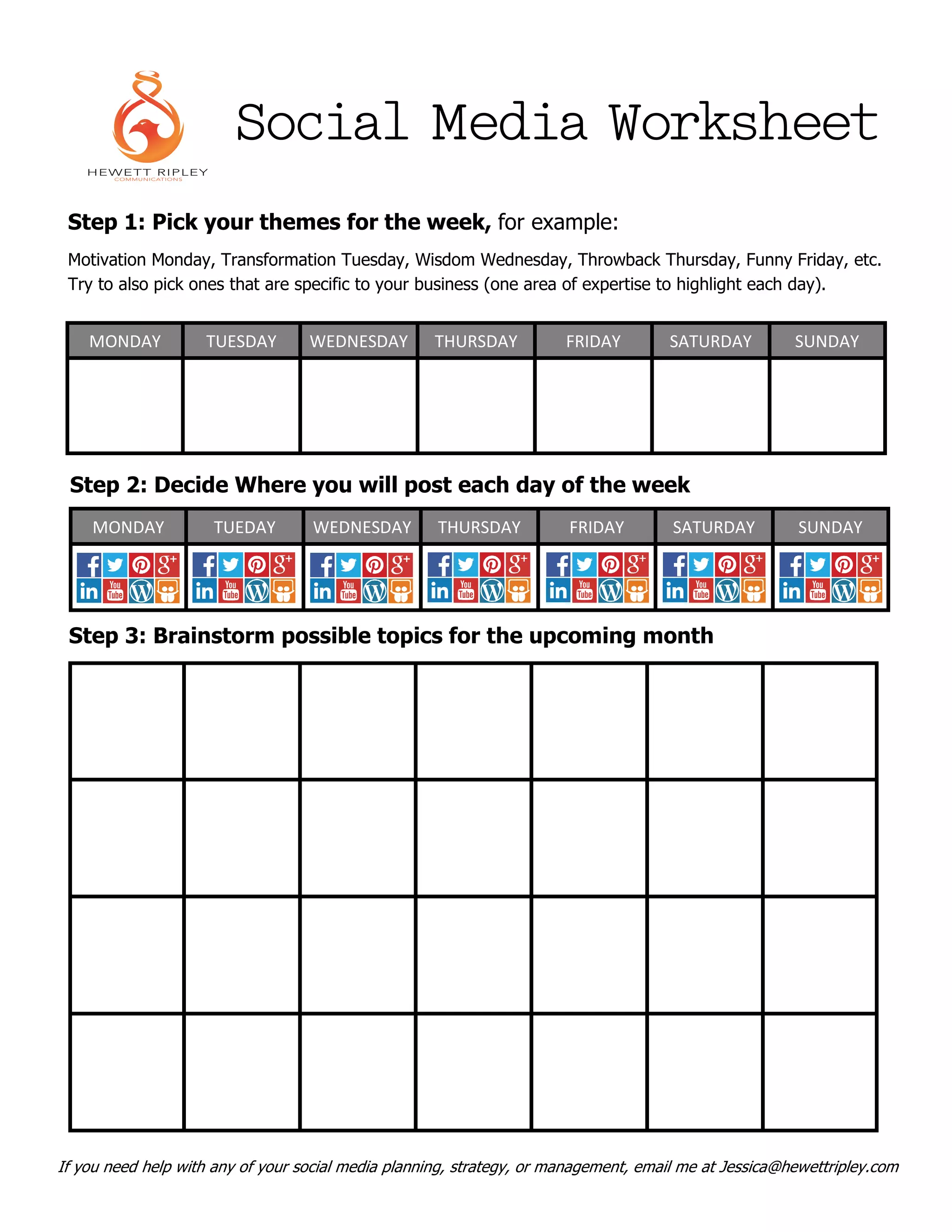 Social Media Content Calendar Worksheet | PDF