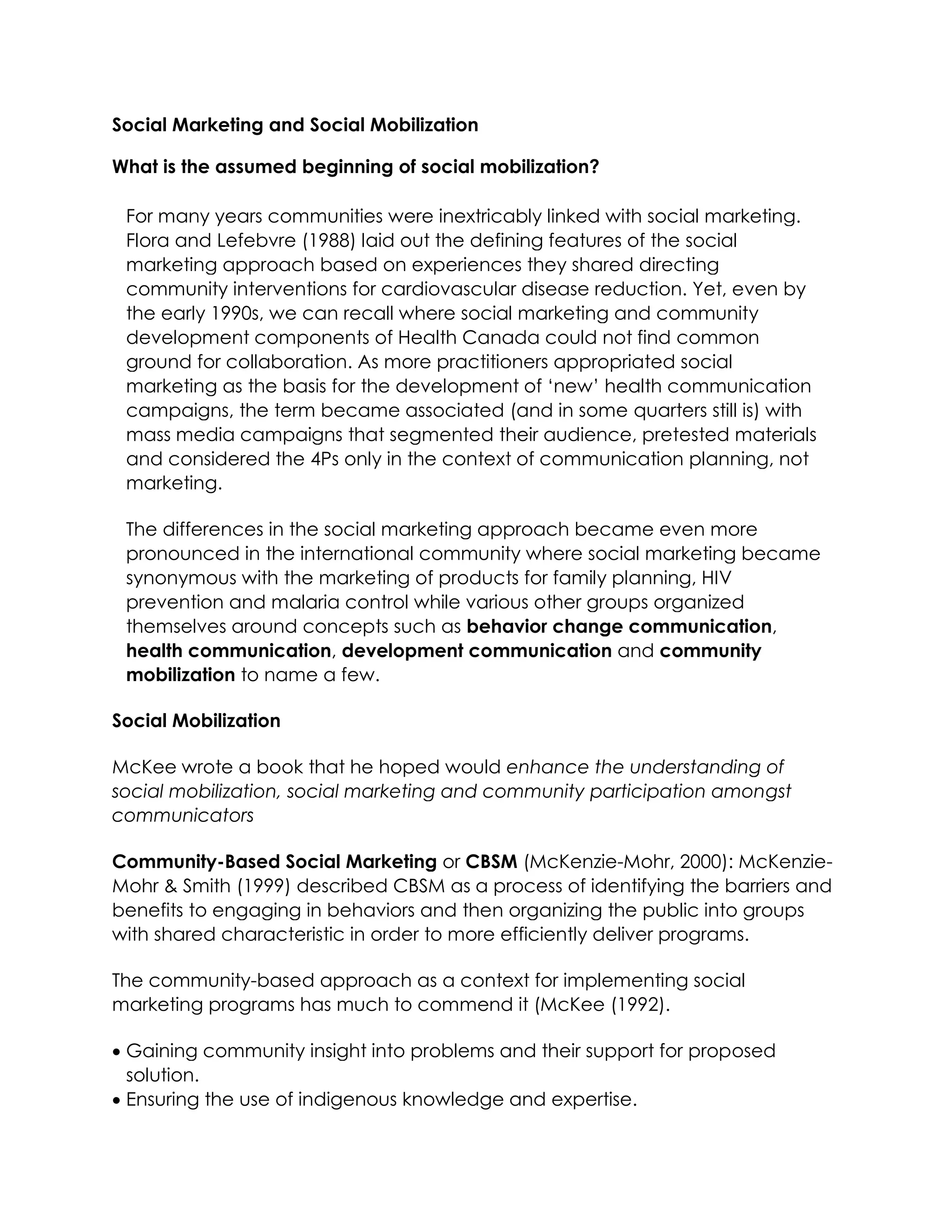 Social Mobilization (Handout) | PDF