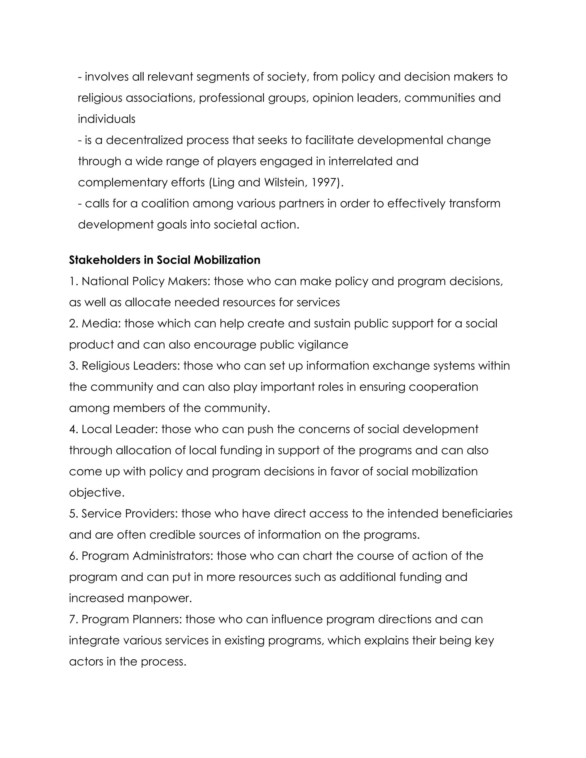 Social Mobilization (Handout) | PDF