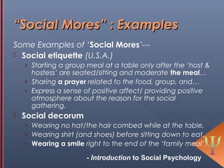 Social Mores - Defined - Sociology Class | PPT