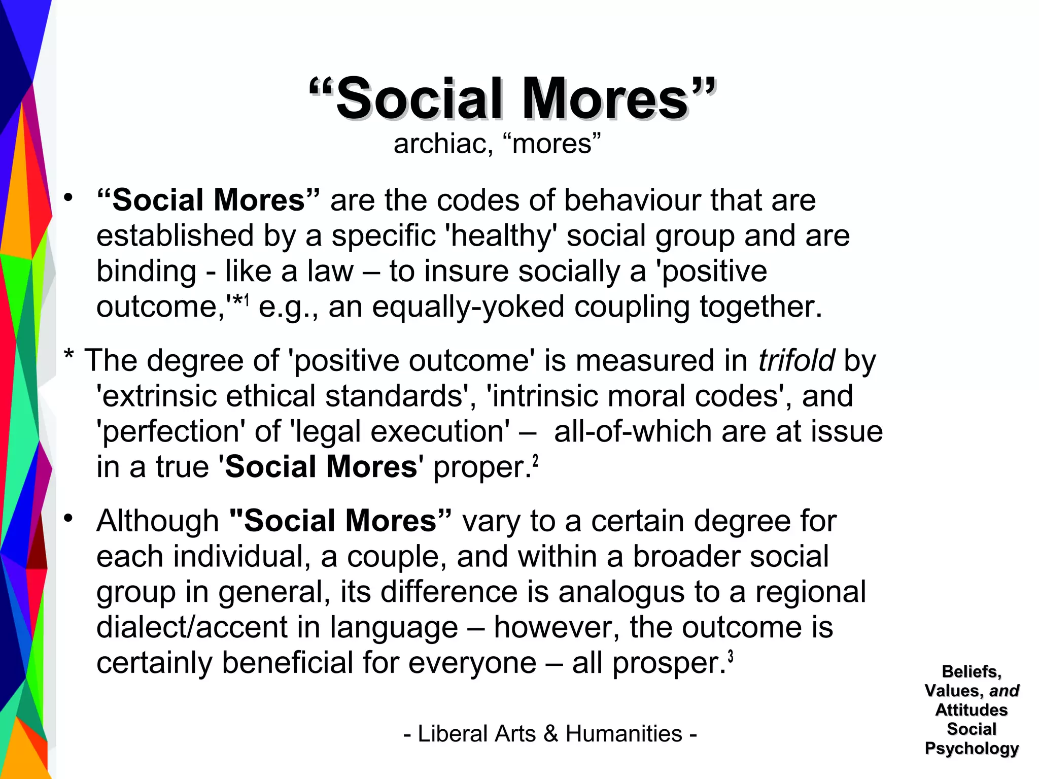 Social Mores - Social Norms - Social Customs - Social Psychology | PPT ...