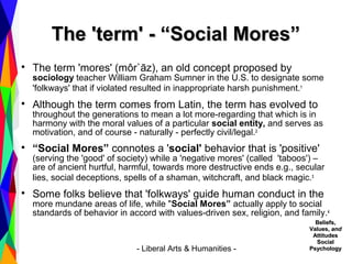 Social Mores - Social Norms - Social Customs - Social Psychology | PPT