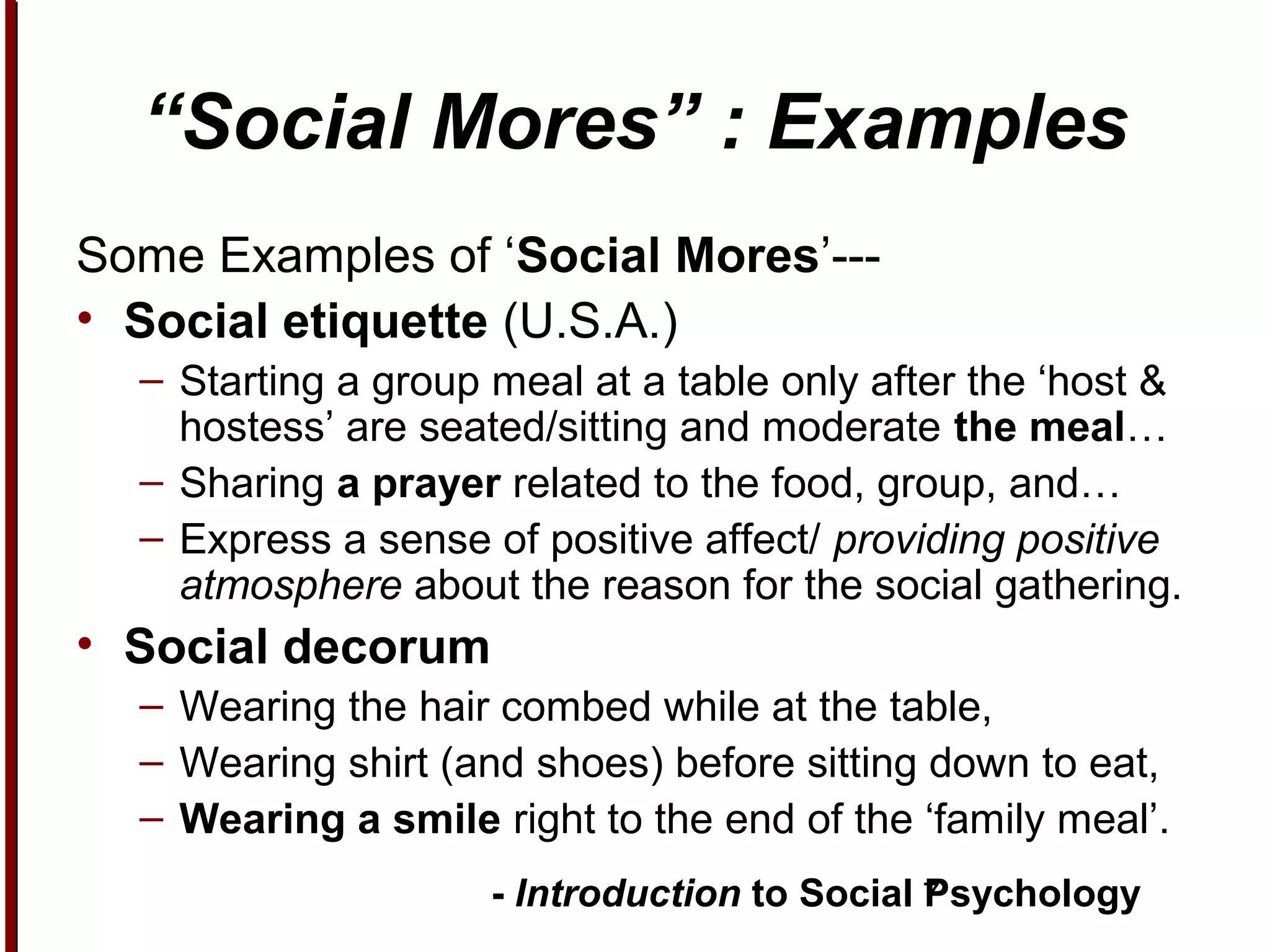 Social Mores - Definition - Sociology 101 | PPT