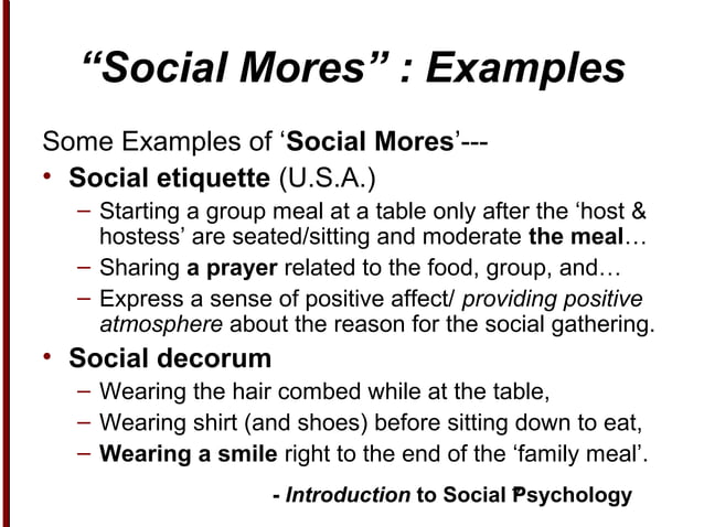 Social Mores | PPT