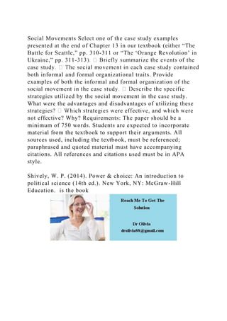 Social Movements Select one of the case study examples presented at ...