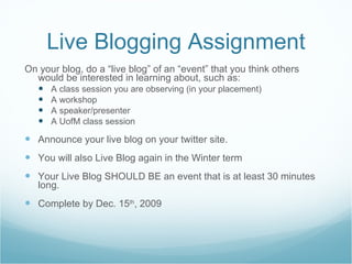 Social Net Live Blog 10 16 | PPT