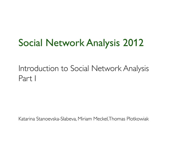 Social network analysis intro part I | PDF