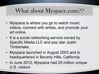 Social networking myspace | PPT