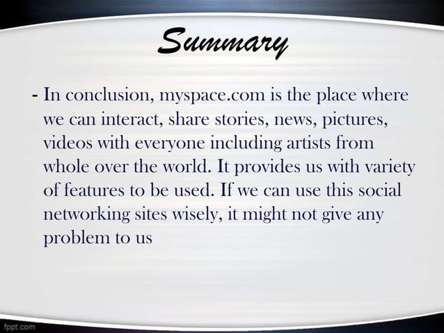 Social networking - myspace | PPT