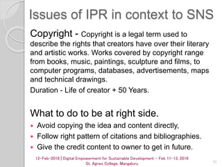 Social Networking Sites for Learning and IPR Issues | PPT