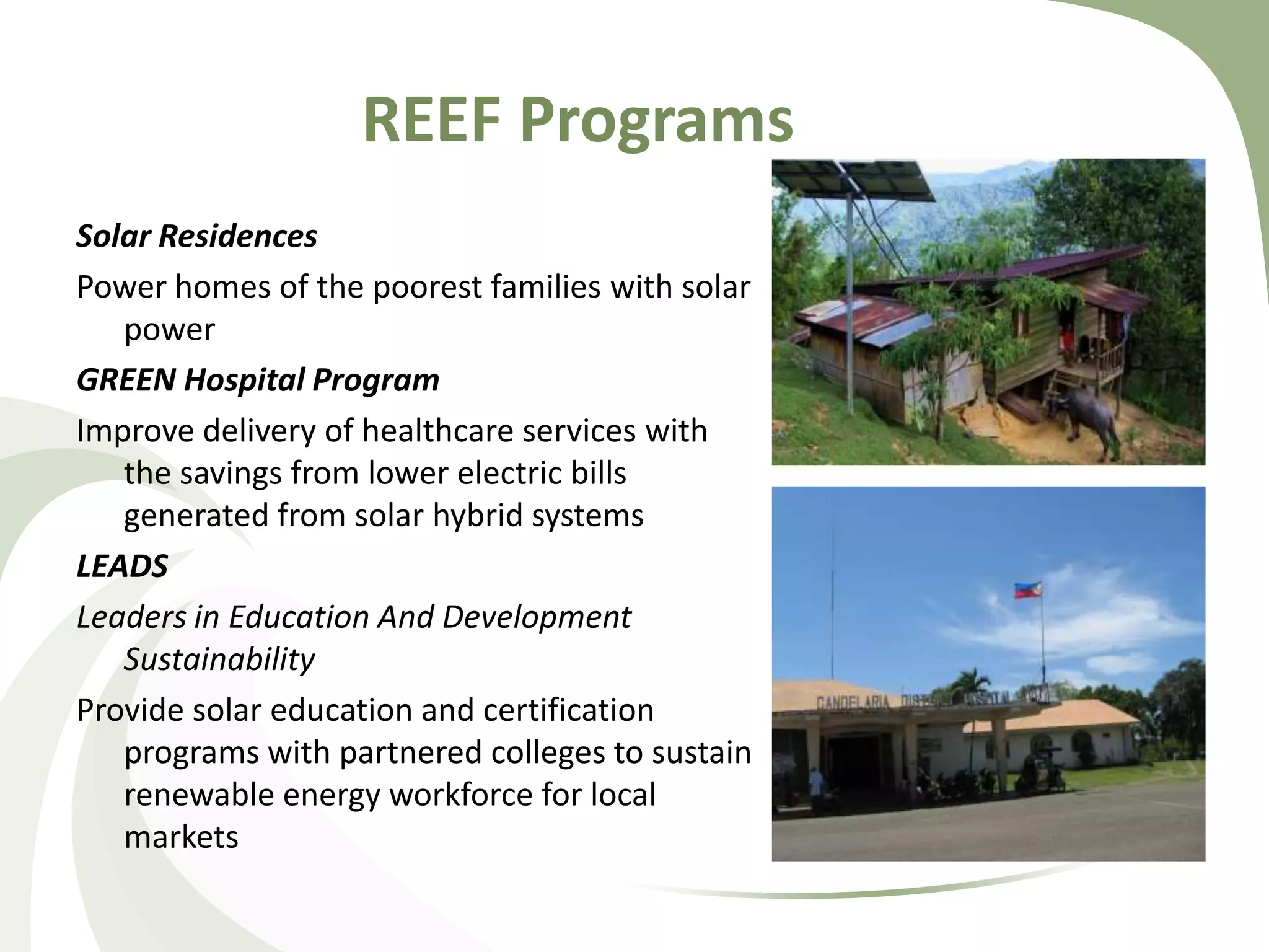 REEF Mission Statement and Programs | PPTX