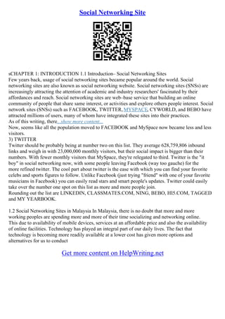 Social Networking Sites Essay | PDF