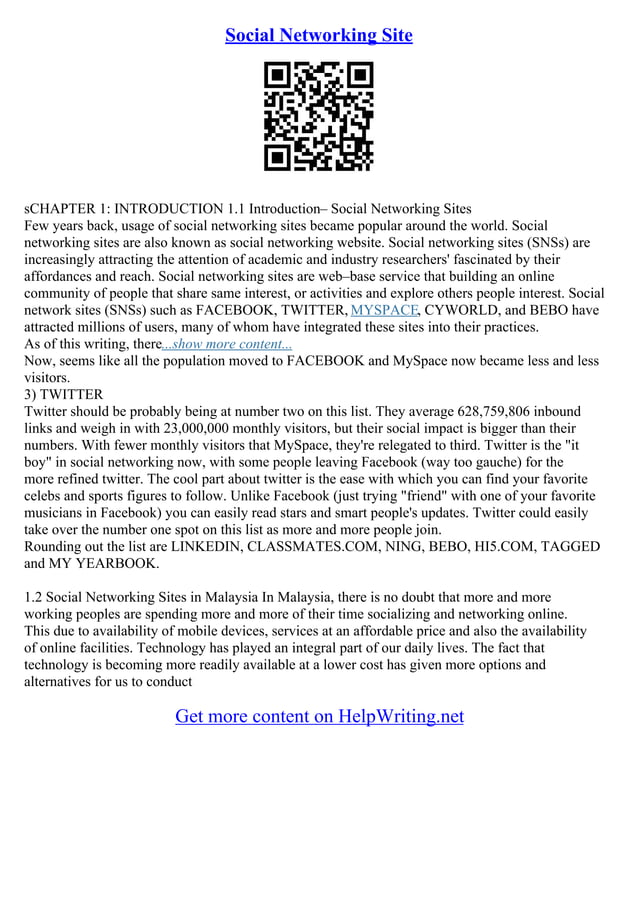 Social Networking Sites Essay | PDF