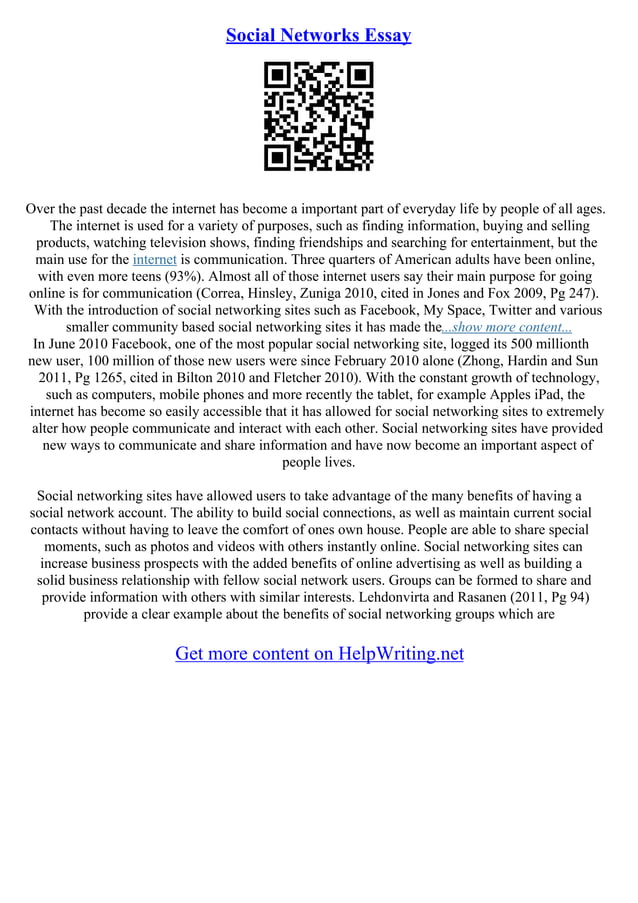 Social Networking Sites Essay | PDF